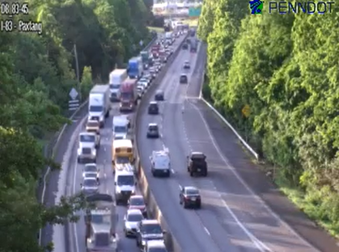 Traffic nearly at a standstill following I-83 wreck in Dauphin County, Pa.