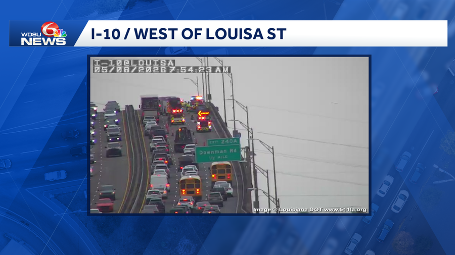 Vehicle fire causes heavy backups on I-10 E on High Rise Bridge