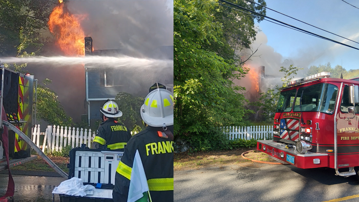 Crews battling 3-alarm fire at Franklin, Mass., home
