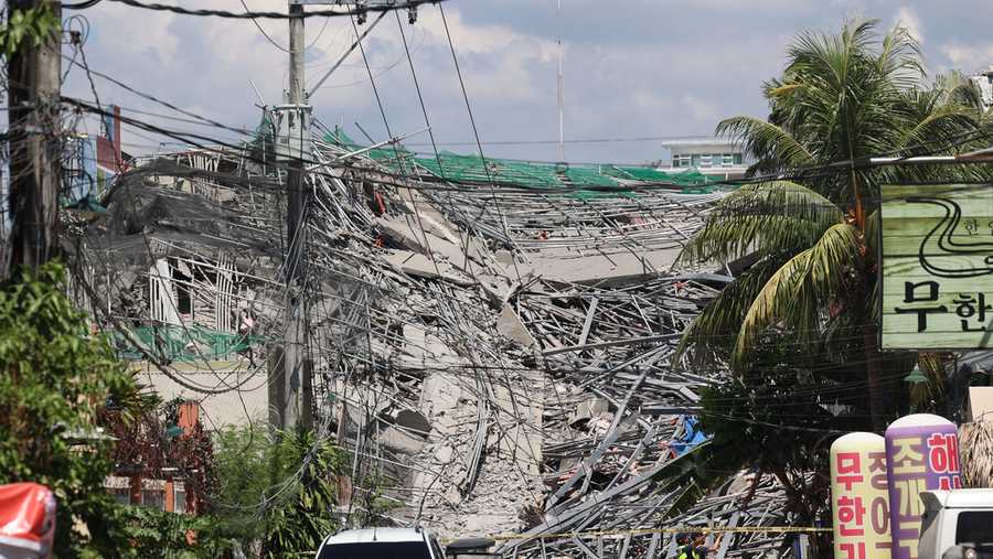 A 9-story building in the Philippines collapses