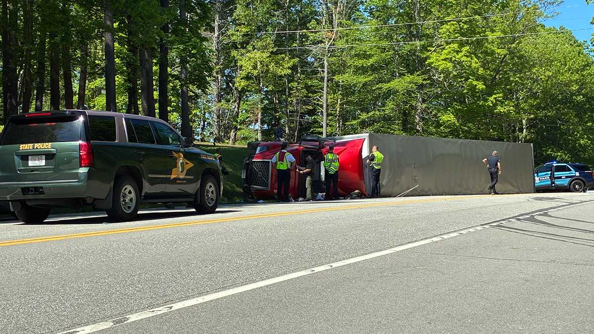 Durham, New Hampshire crash: Tractor-trailer rolls over