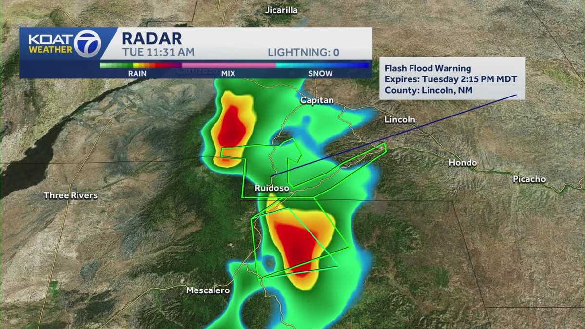 Flash Flood Warning continues for Ruidoso as heavy rain develops over ...