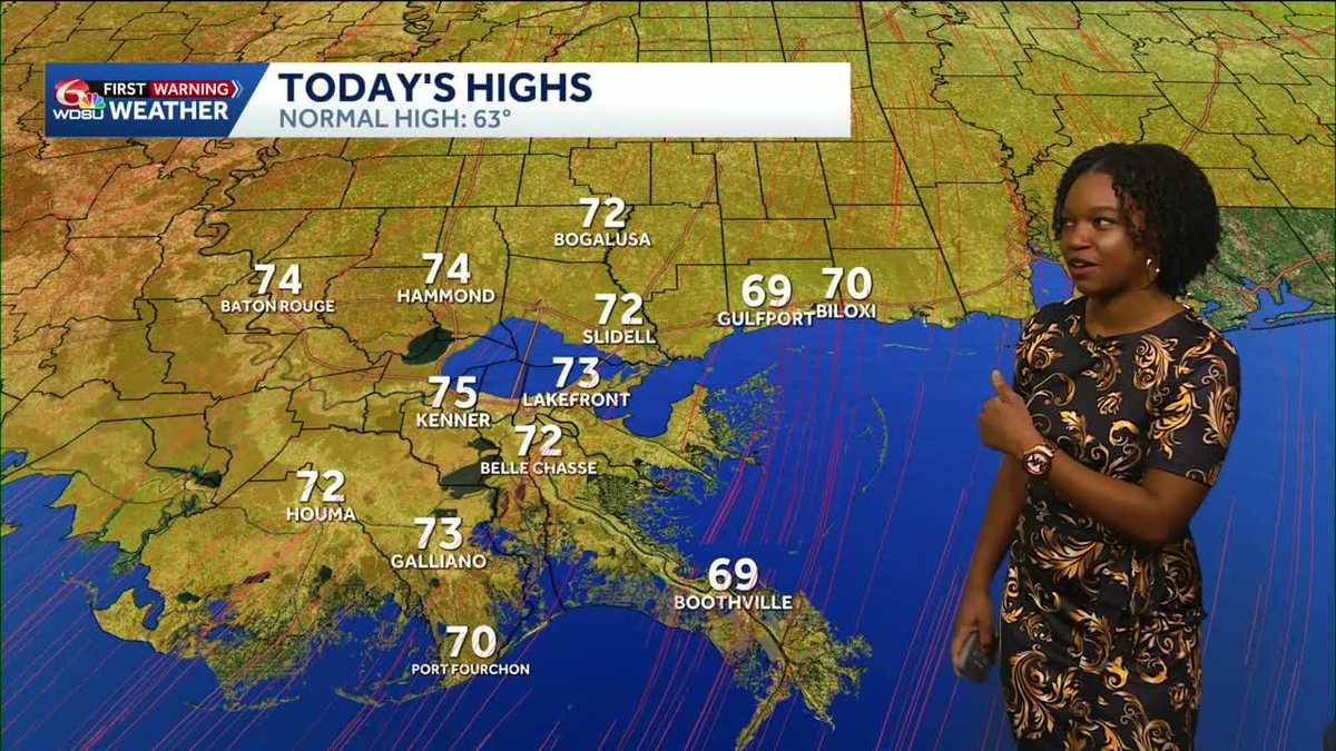 Warm, breezy Friday with a few spotty showers before a brief dip in ...