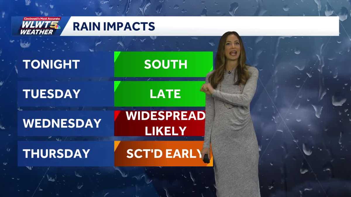 Rainy weather moves into Cincinnati midweek