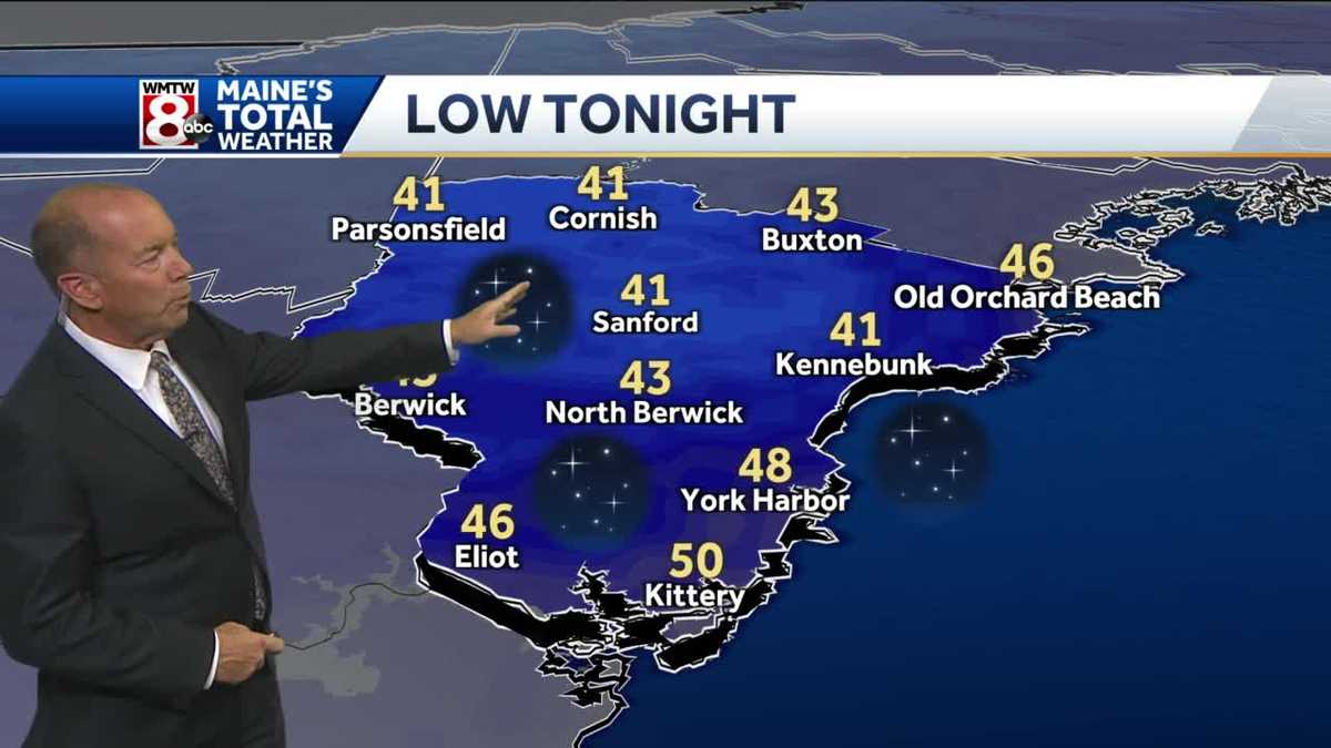 A chilly night under mainly clear skies