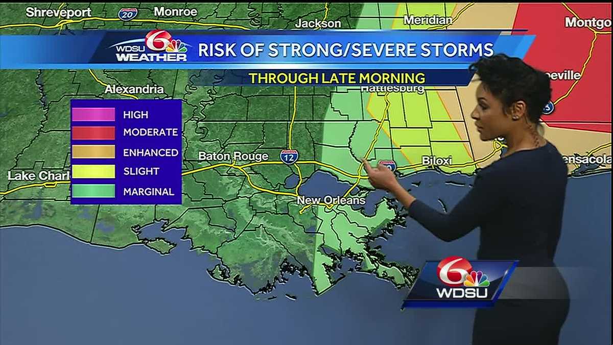 Wednesday: Morning storms possible, windy and cooler day