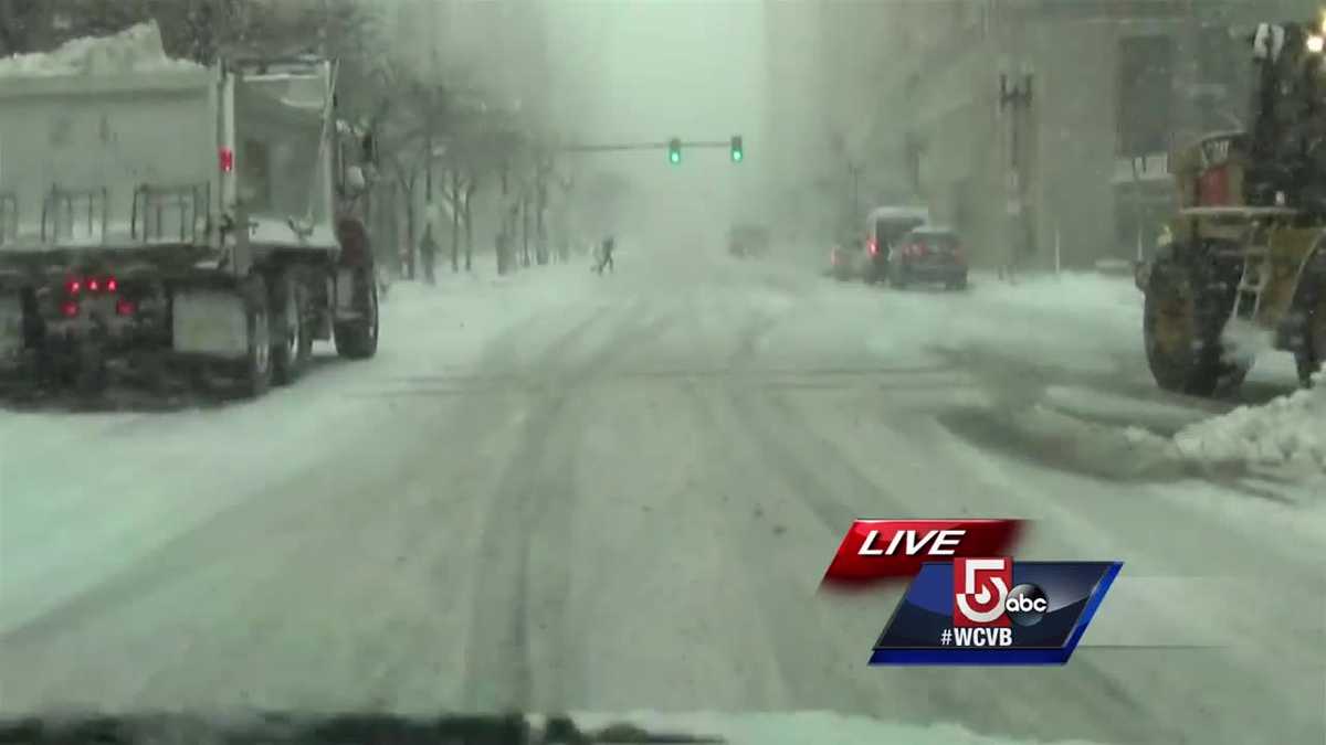 Boston roads snow, slush covered and treacherous