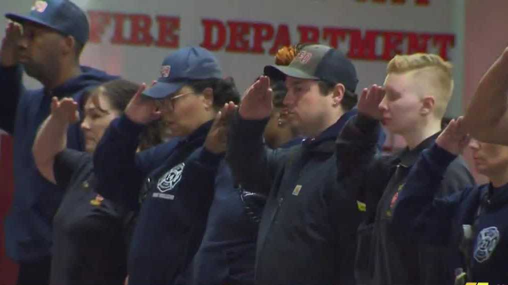 Firefighters gather at Shock Trauma to mourn fallen hero
