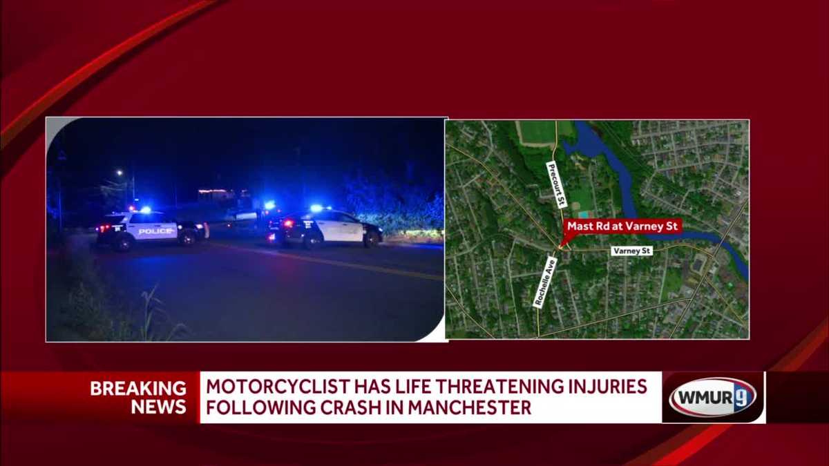 Motorcycle operator suffers life-threatening injuries in Manchester crash