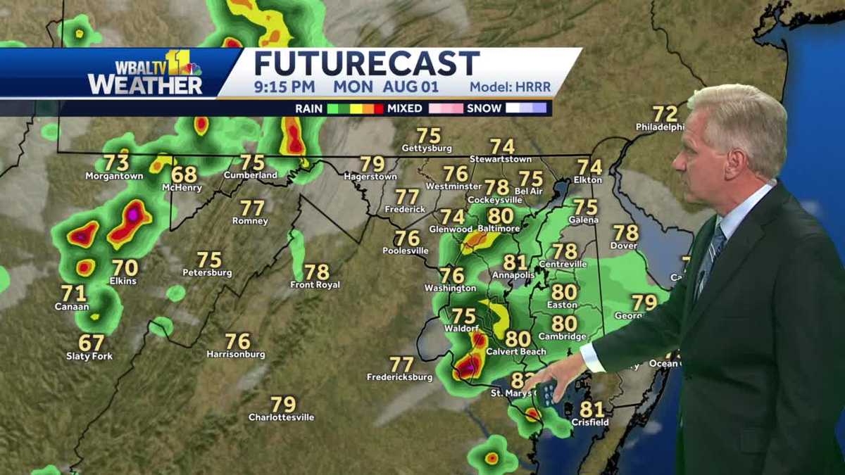 Tom shows where storms are possible tonight