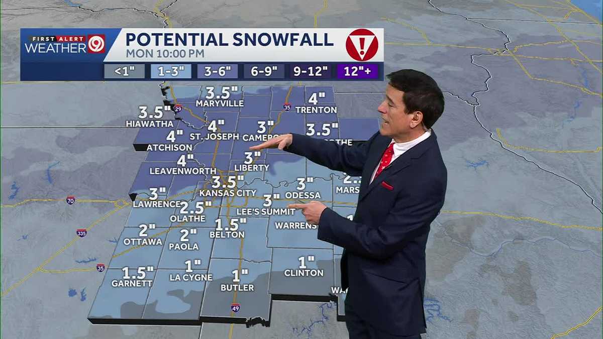 Kansas City weather: Up to 3 inches of snow on Monday