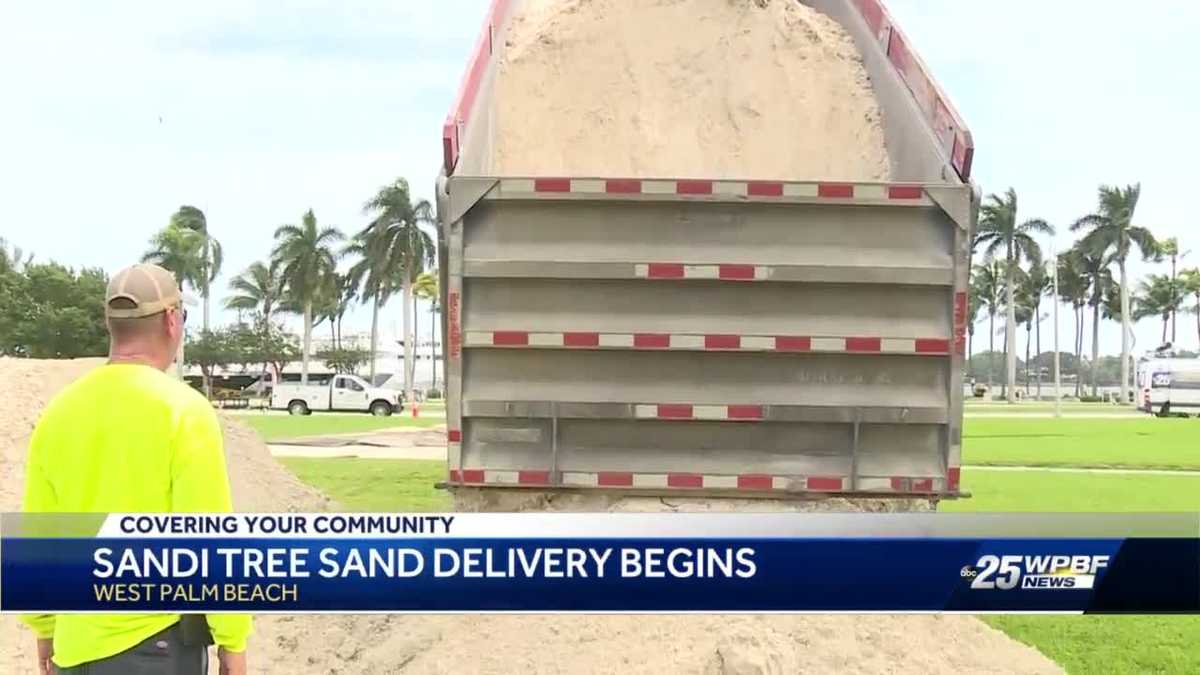Truckloads of sand arrive for iconic sculpture Sandi Tree