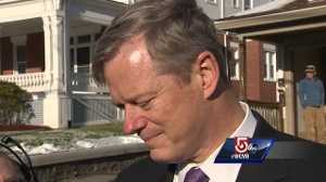 Emotional Gov. Baker attends wake for Trooper Thomas Clardy