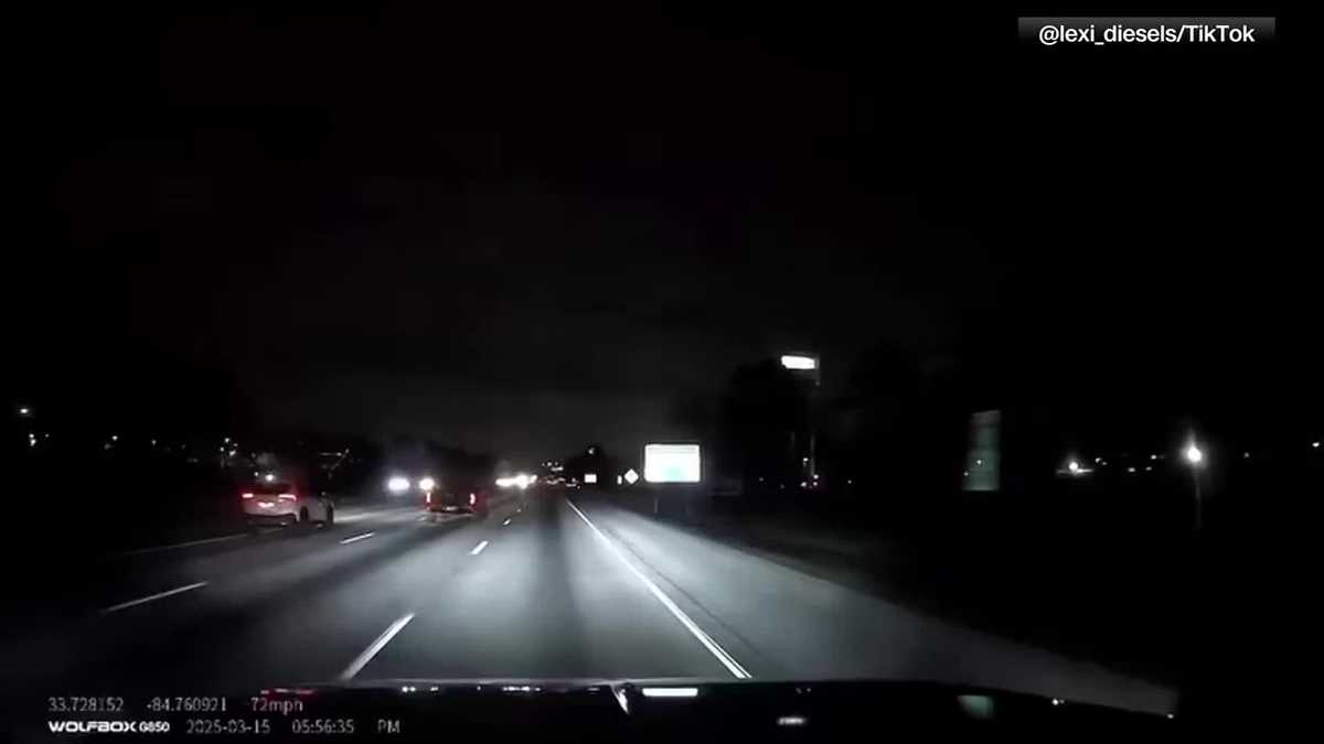 Video shows driver's near-miss with lightning on Atlanta highway