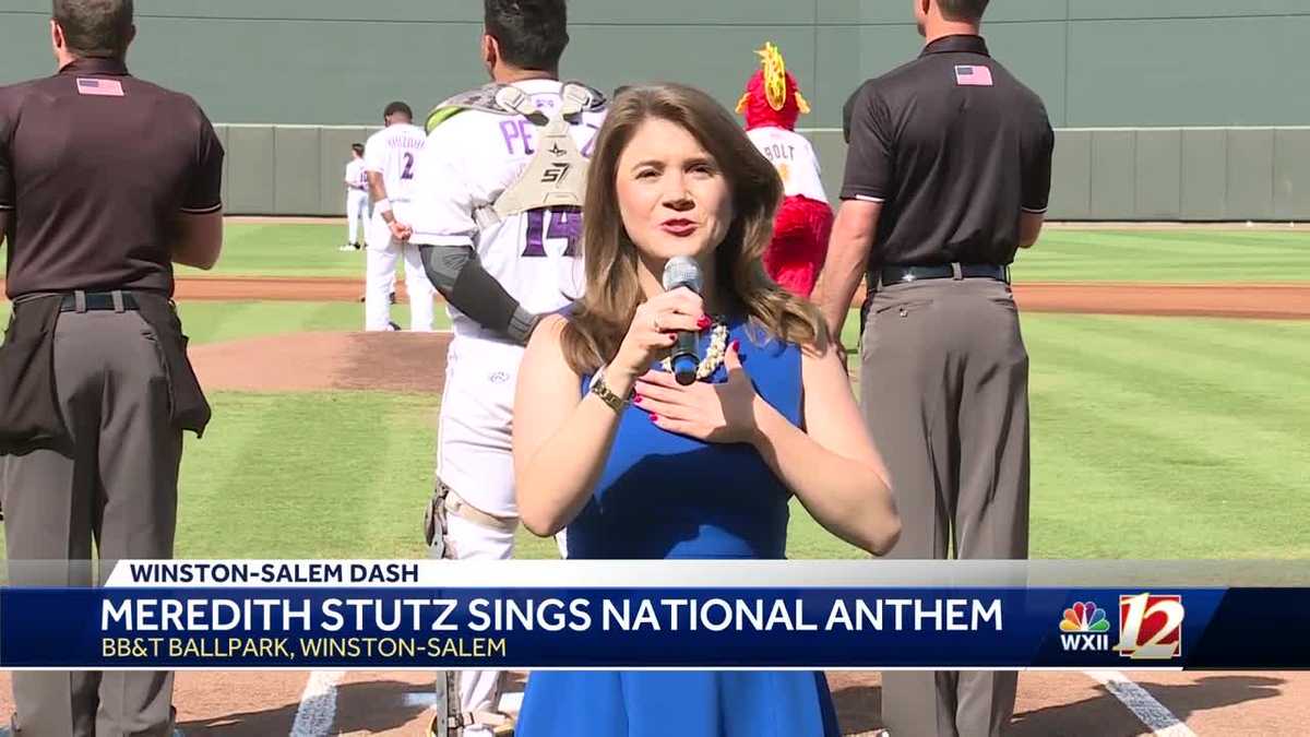 WXII 12's Meredith Stutz sings the national anthem before the Winston ...