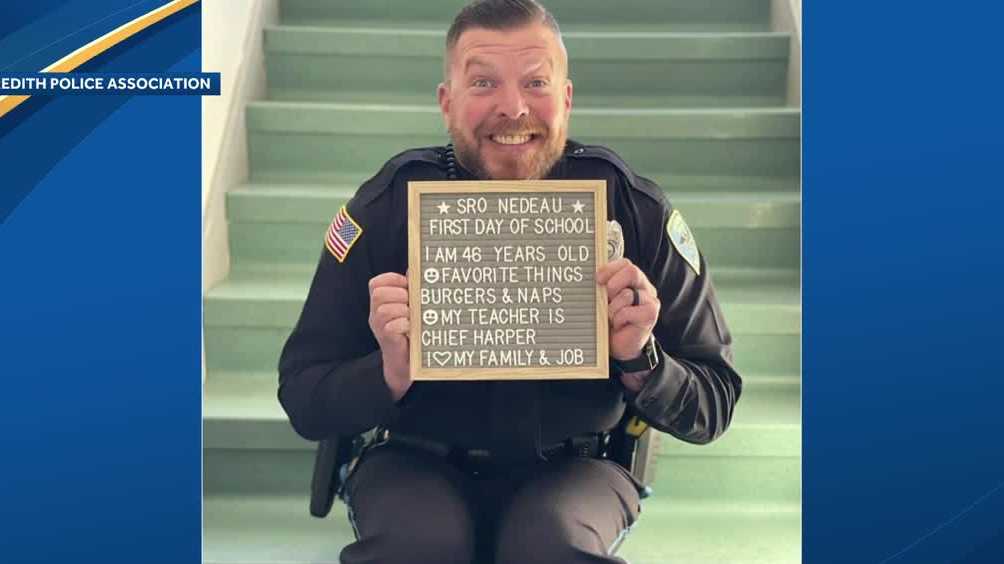 Meredith police officer returns to work at old elementary school
