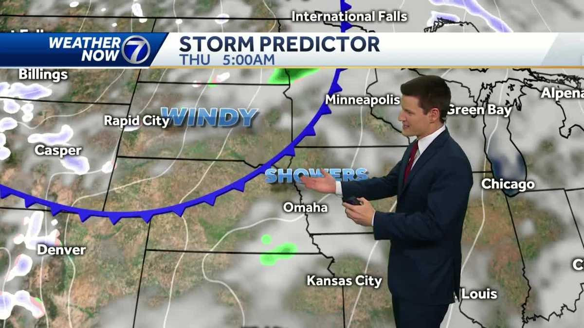 Warm evening, spotty showers possible early Thursday