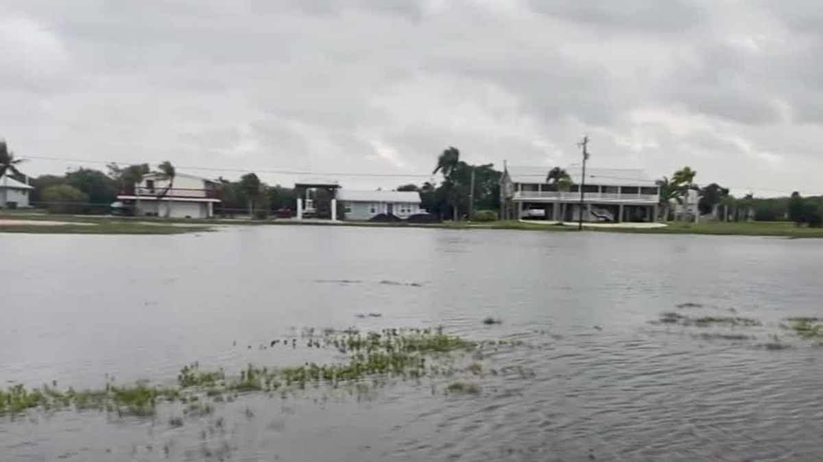 Streets and yards flooded in Everglades City after nearly 15 inches of rain