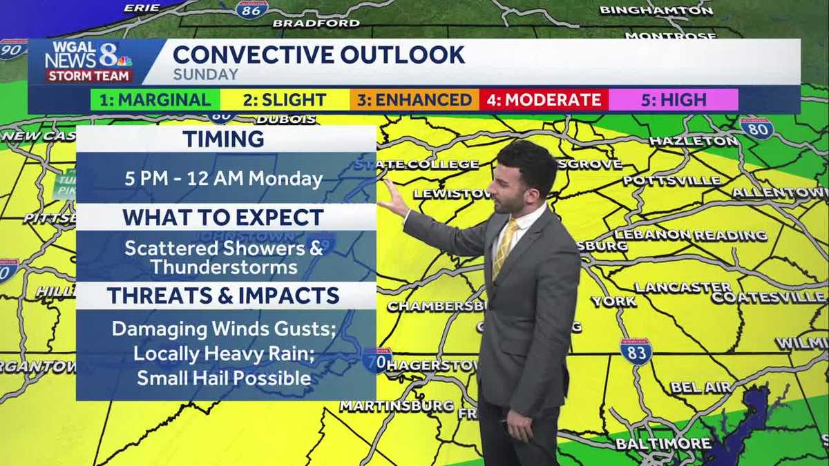 Severe Storms Possible Sunday Evening in South-Central PA | WGAL 8 News ...