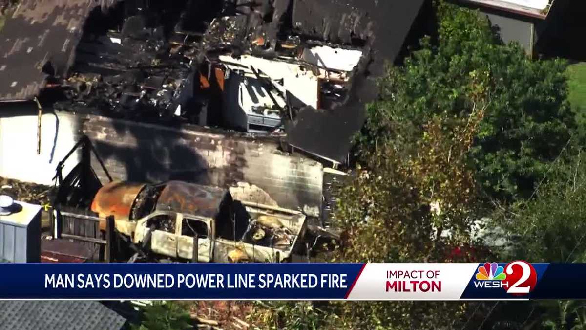 Homeowner says downed power line sparked fire during Milton