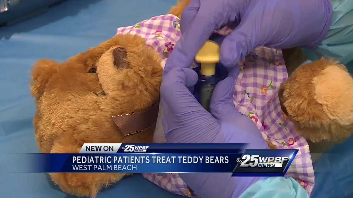 Pediatric patients play doctor and treat teddy bears