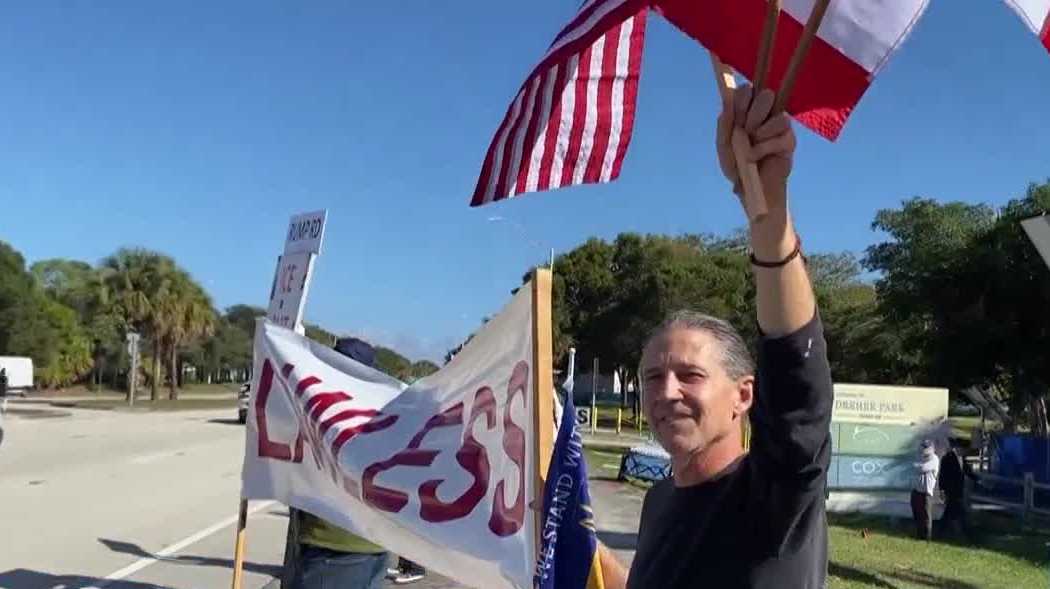 Protesters and supporters gather near Mar-a-Lago over street name change