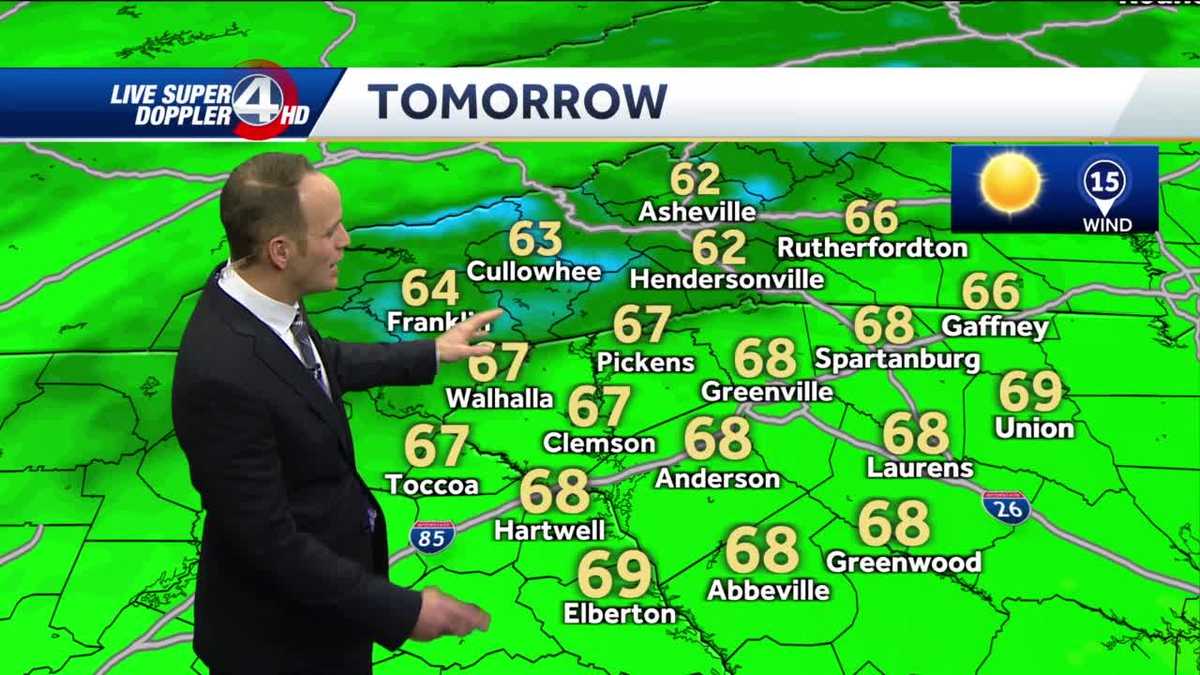 Greenville, South Carolina forecast: nearing 70 on Friday