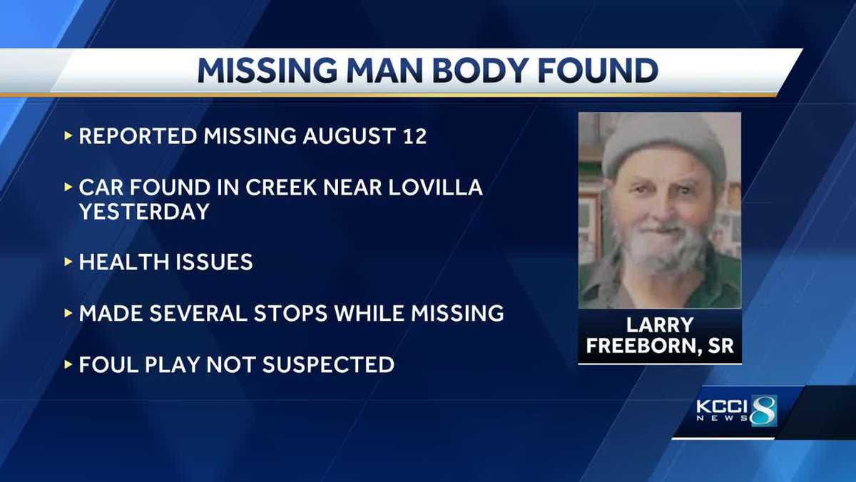 Missing Des Moines man found dead in car that crashed into creek