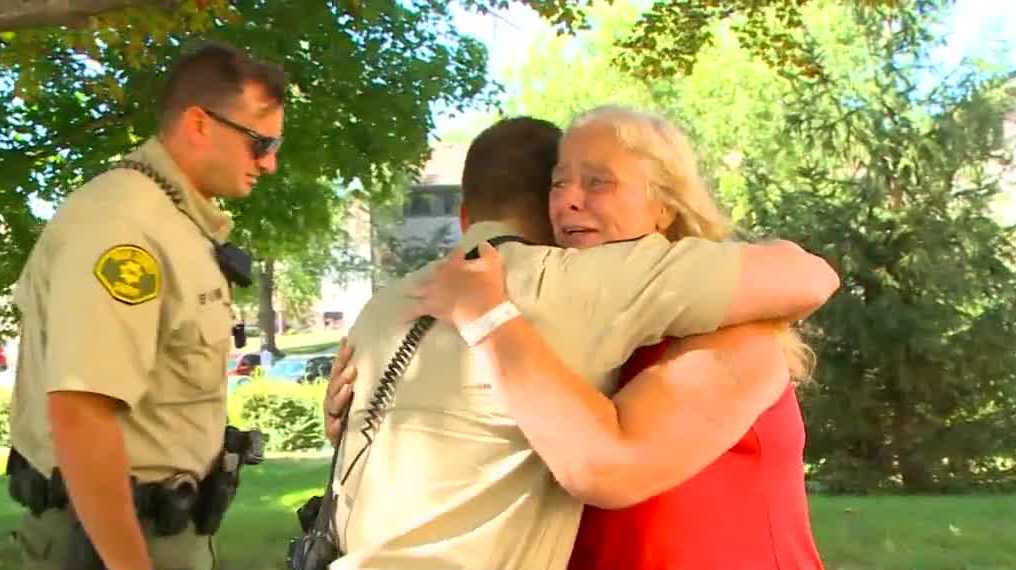 Tearful reunion: Iowa woman thanks deputies who saved her life