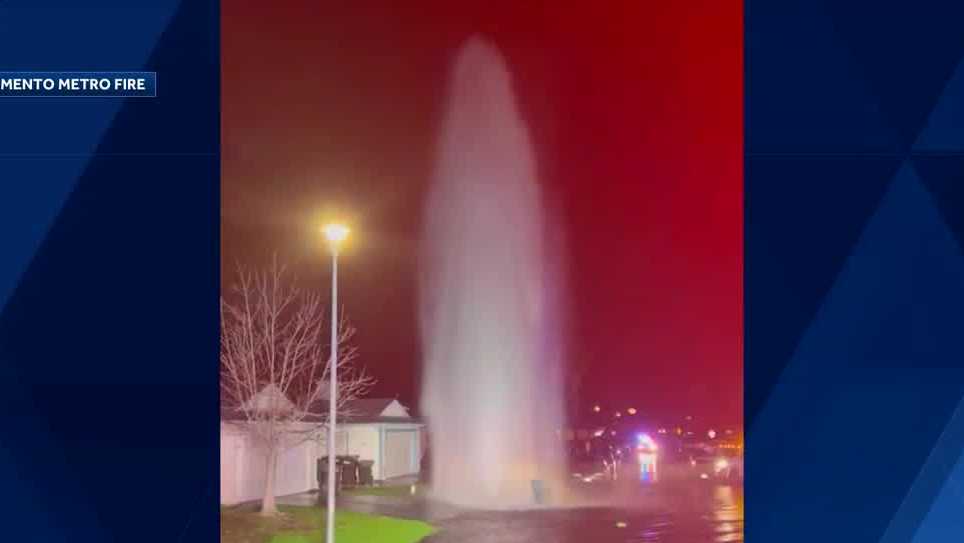 Water shoots out of fire hydrant after Sacramento County crash