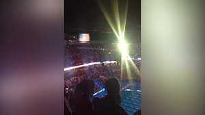 When the mic goes out, the crowd jumps in to finish the National Anthem