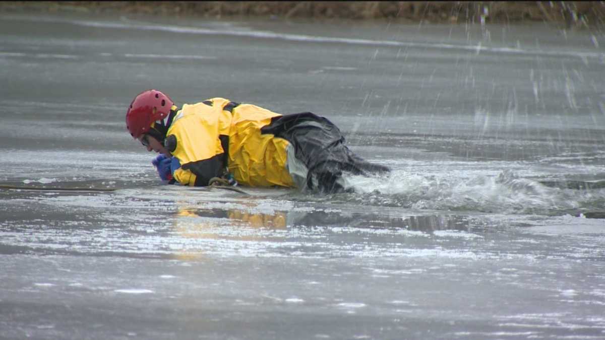 Crews practice ice rescues at Loch Raven Reservoir