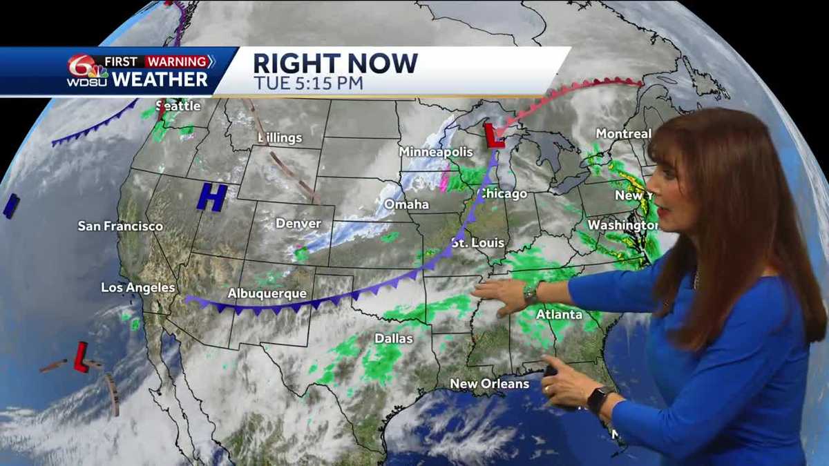 Cold front Wednesday afternoon with some showers