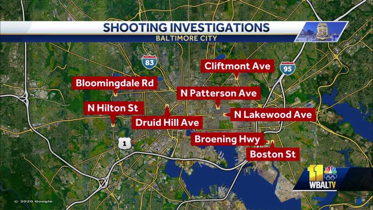 Several shot in Baltimore Saturday evening, 5 dead