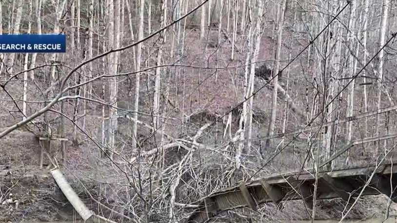 Fallen tree destroys popular bridge in Red River Gorge