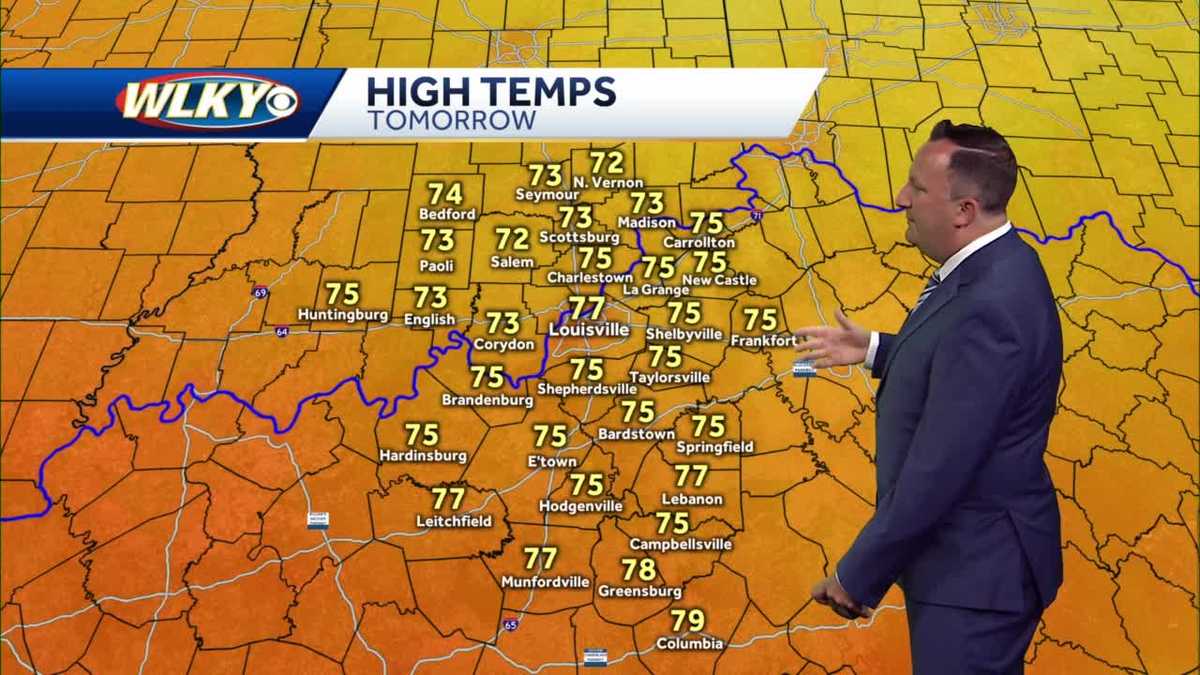 Mostly sunny and less humid Thursday