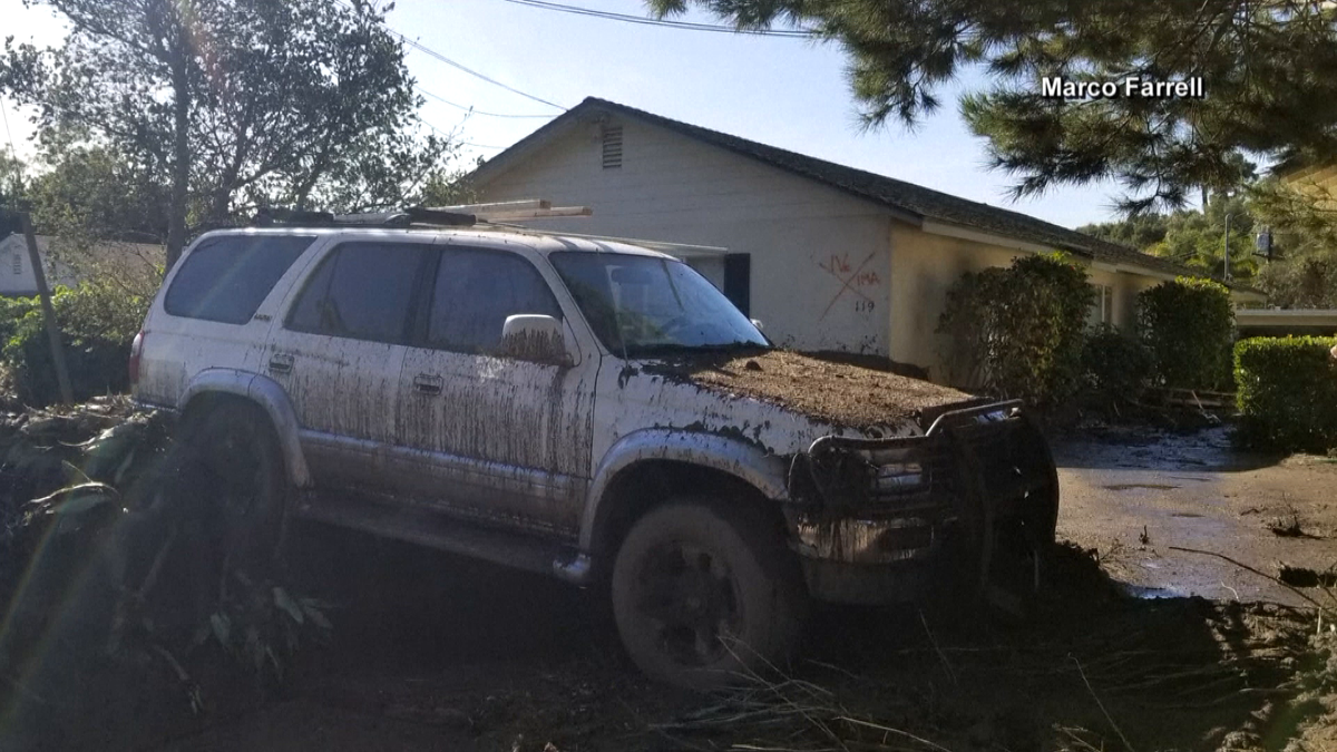 Dramatic Montecito mudslide video shows wall of mud gushing by