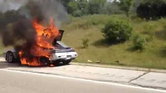 Raw: Car fire on Highway 45