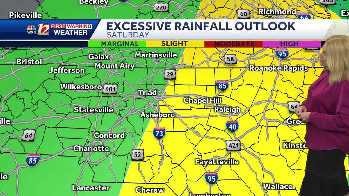 North Carolina flash flood risk, inland tropical impacts chance