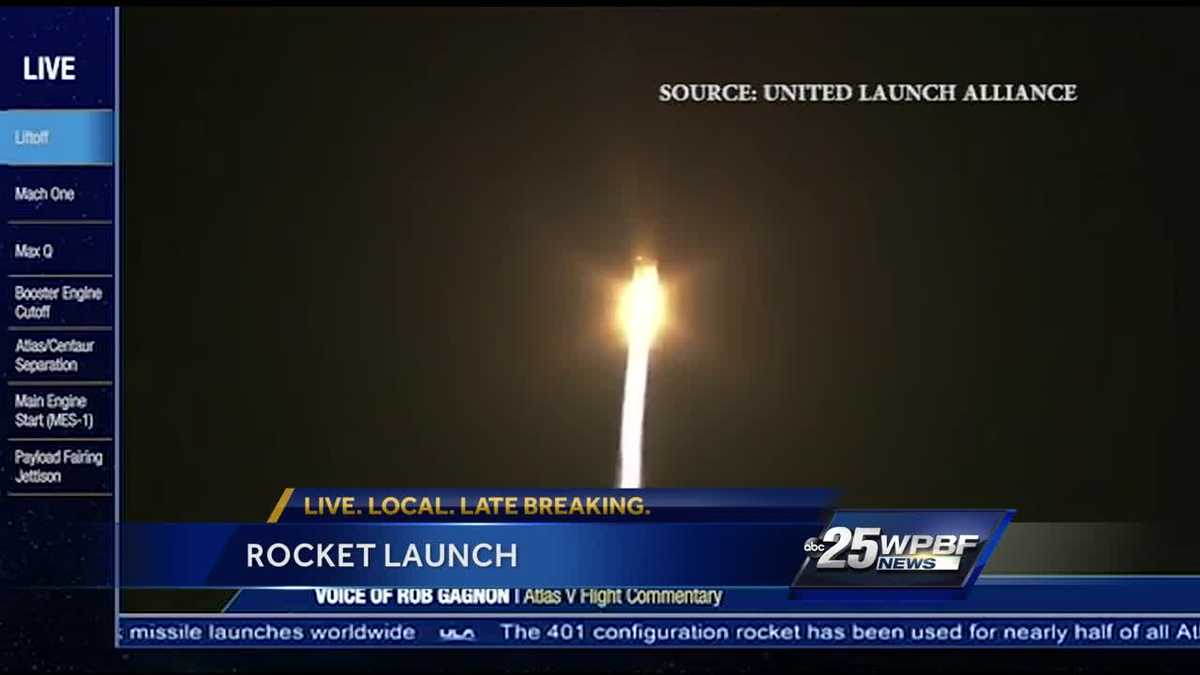 Rocket launch lights night sky