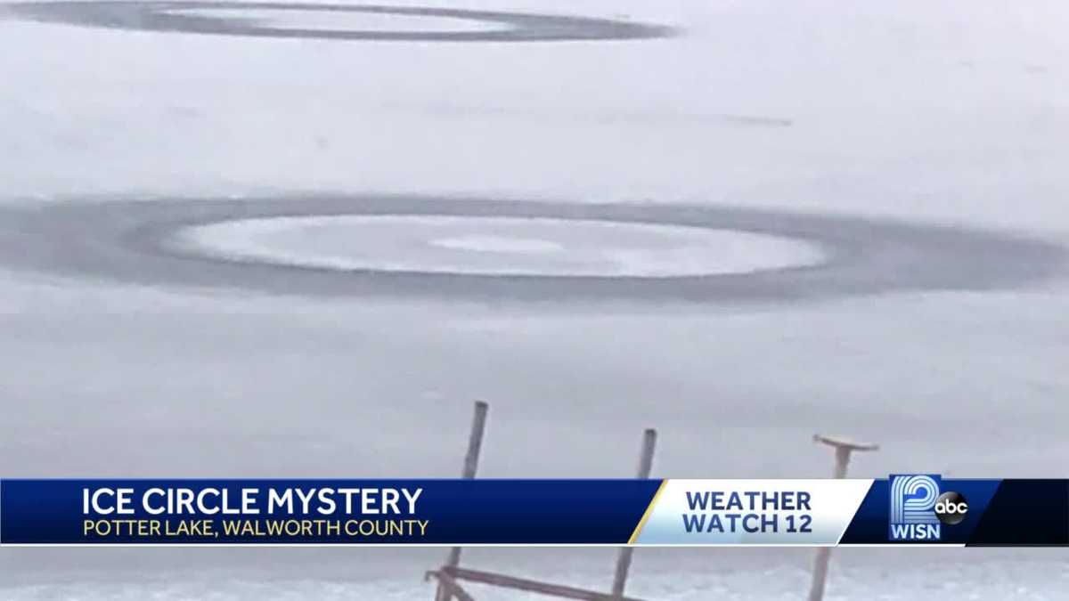 Strange ice circles form on Wisconsin lake