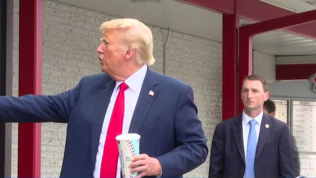 Former President Donald Trump campaigns in Council Bluffs