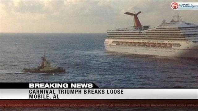 Carnival cruise ship breaks loose
