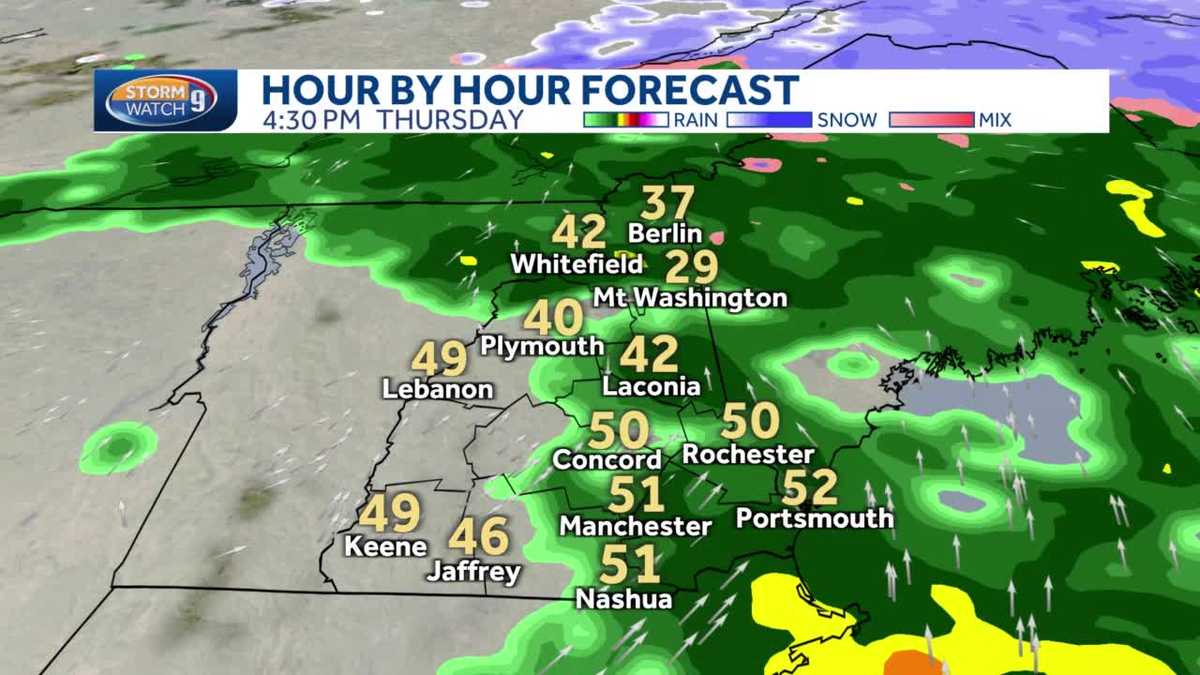 New Hampshire hourly weather: Timeline for rain Thursday