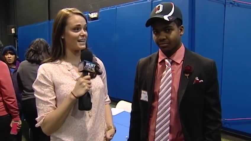 Princeton's Allen Clay signs his letter of intent after losing his dad