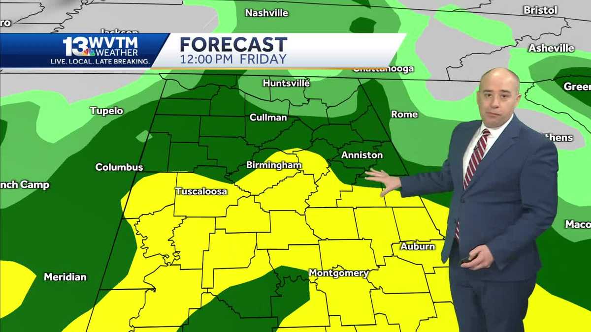 Alabama cold snap Tuesday into Wednesday then rain for Friday
