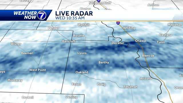 Snow moves south into the Omaha metro Wednesday afternoon