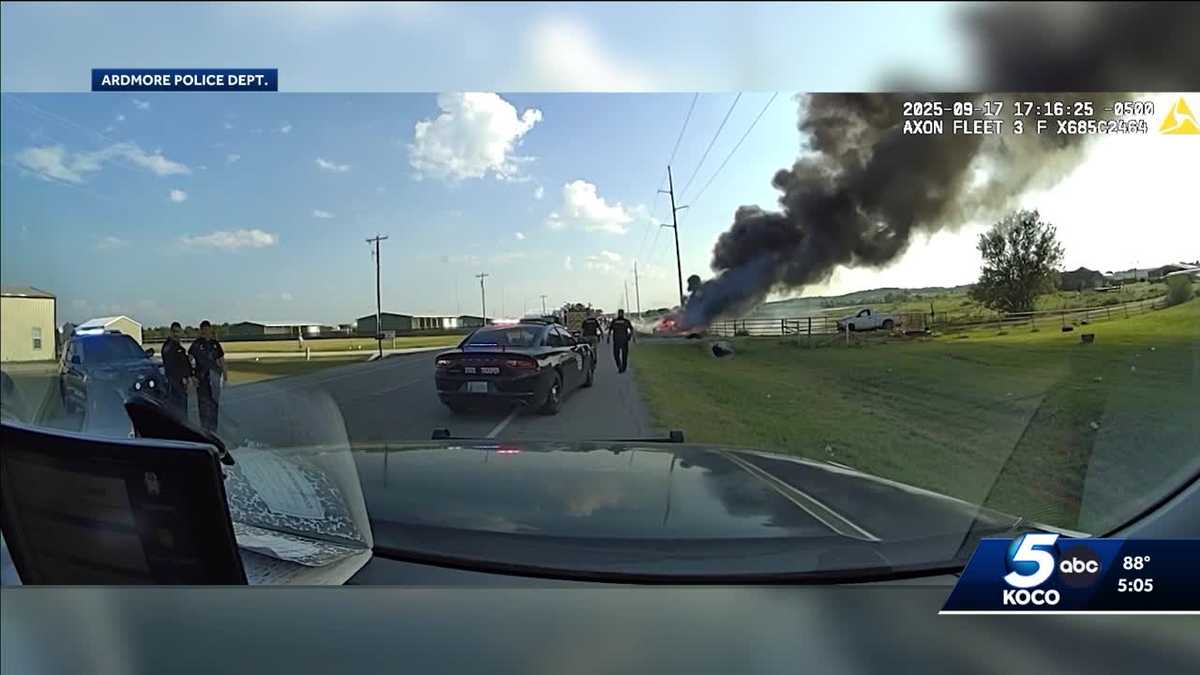 Oklahoma trooper hospitalized after fiery crash during pursuit