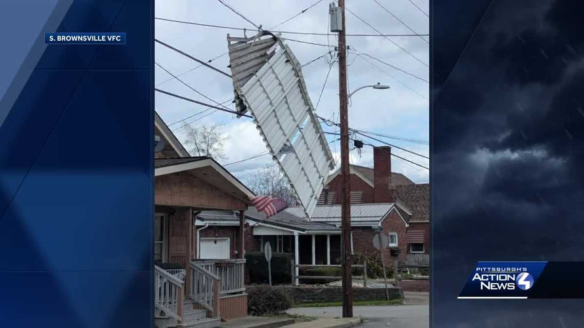 Roof blown off building, caught in live wires in Brownsville