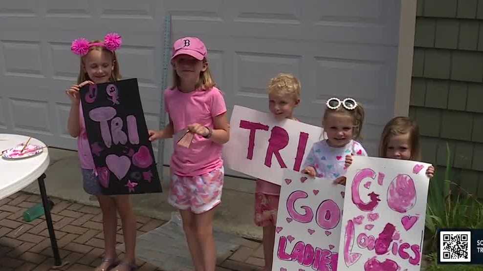 Neighborhood comes together to encourage Tri for a Cure athletes
